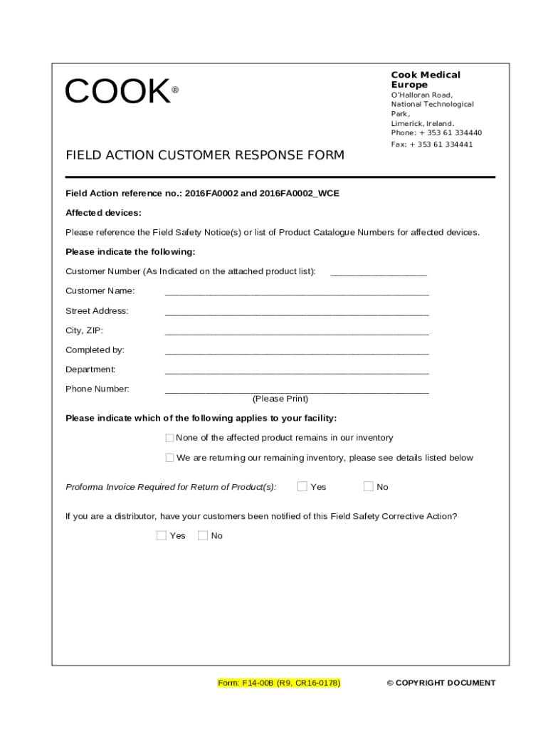 Template: Field Safety Notice Doc Template | pdfFiller