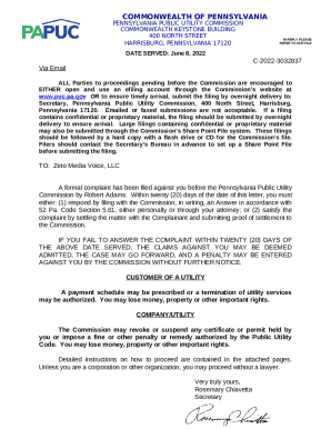 PA's PUC opens public comment on changes to rules ... Doc Template ...