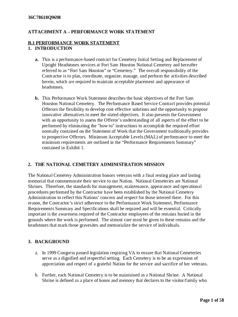 Attachment 1- Perance Work Statement (PWS).pdf Doc Template | pdfFiller
