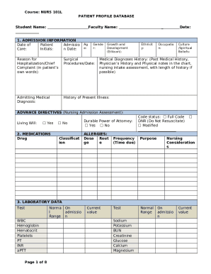 Patient Profile Database 1 - Yaimara Guzman Amador Doc Template | pdfFiller