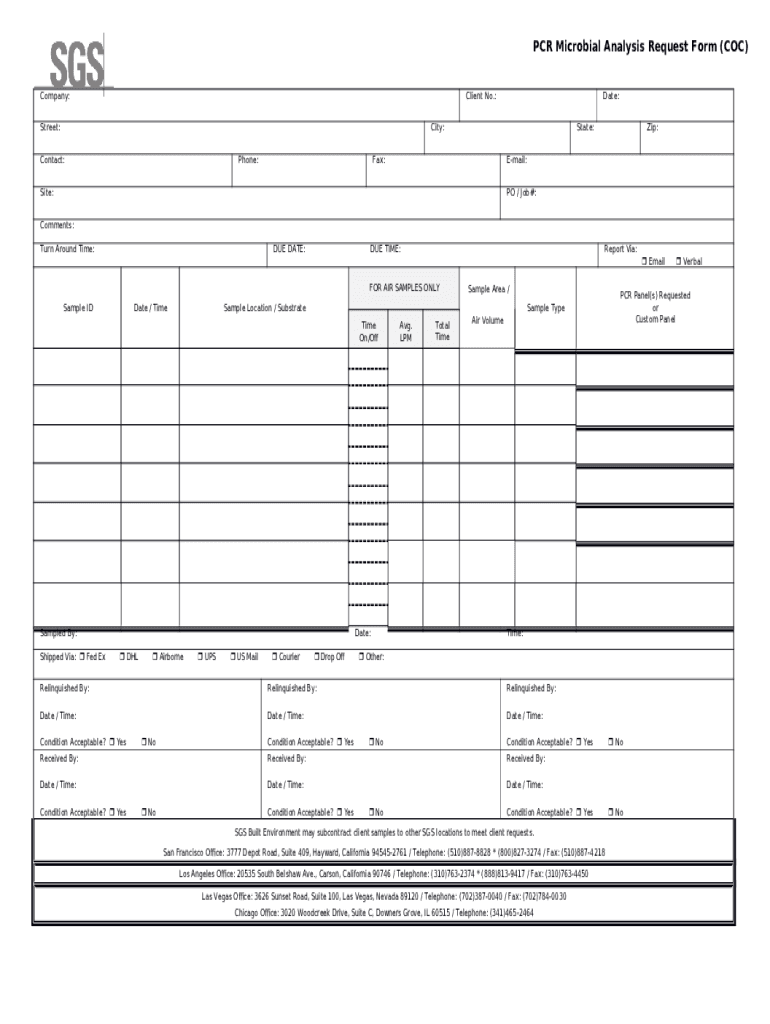 COCs & Sample Submission Doc Template | pdfFiller
