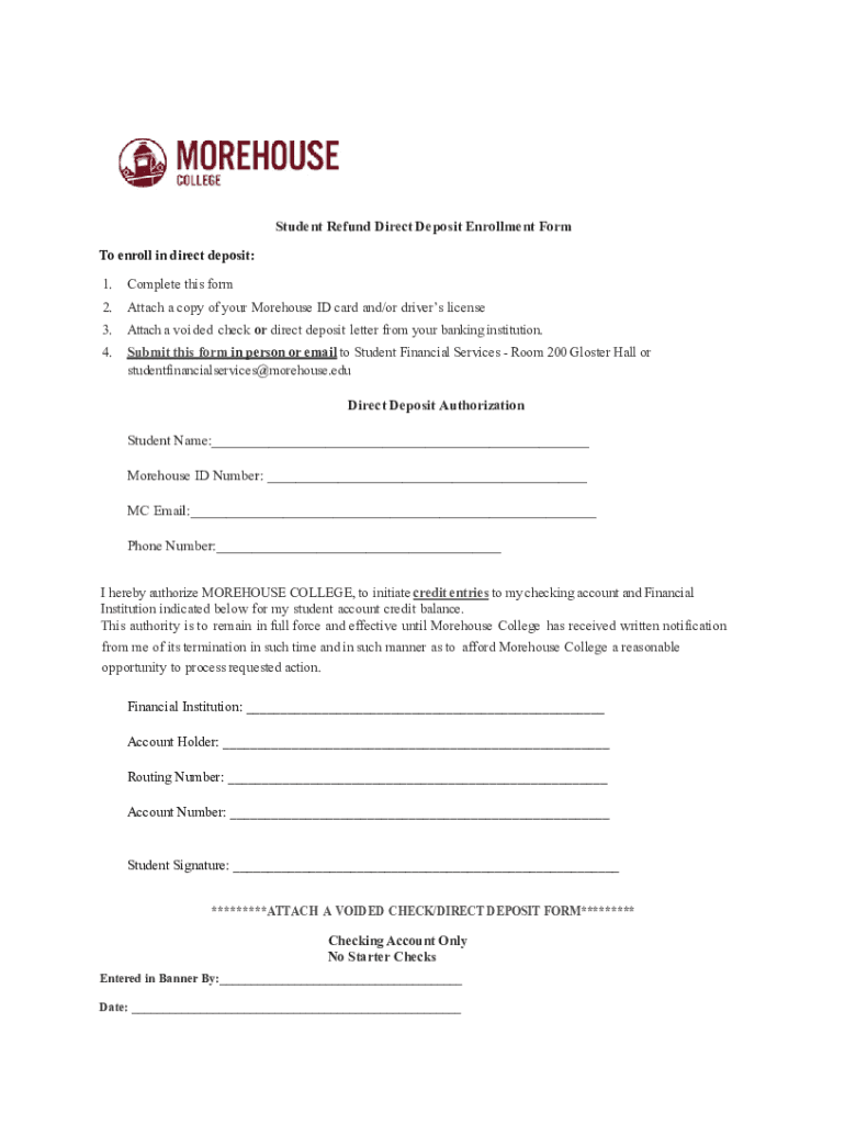 Fillable Online DIRECT DEPOSIT REQUEST FORM FOR STUDENT ... Fax Email ...