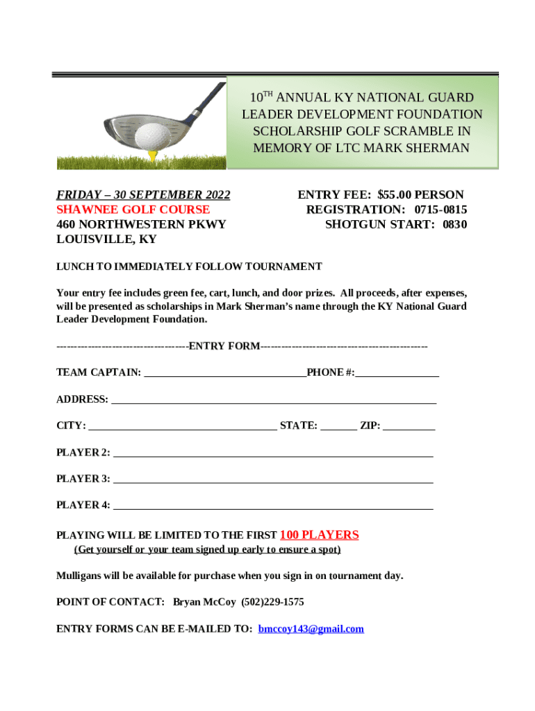 Commanding General's Golf Tournament - Fee :: Ft. Campbell Doc Template ...