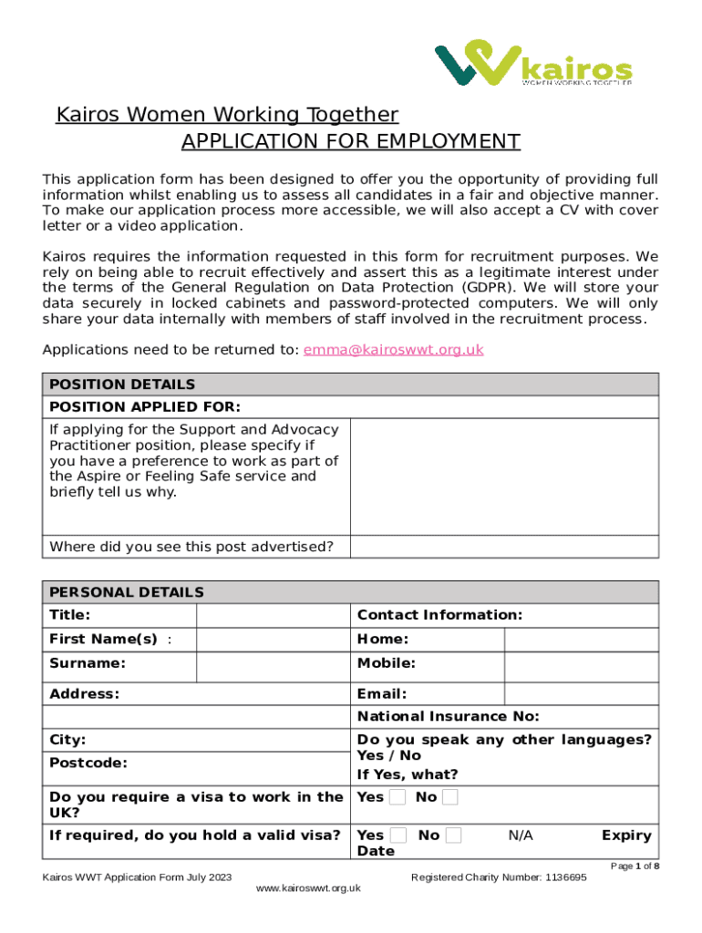 Work With UsKairosWWTWomen Working Together Doc Template | pdfFiller