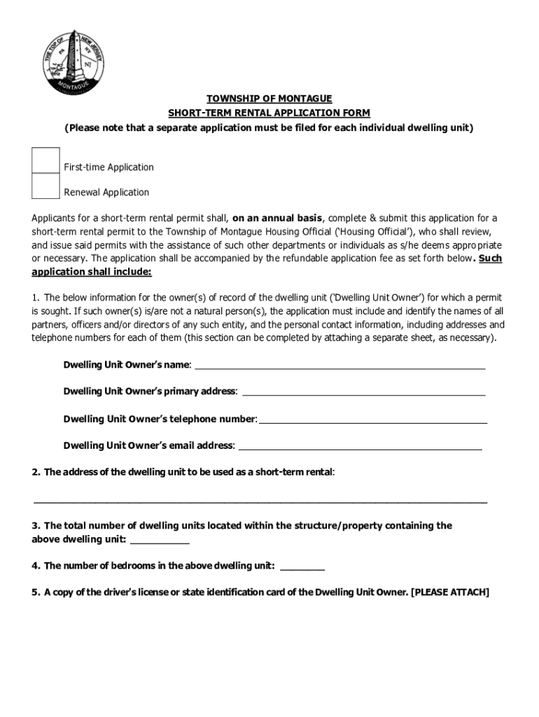 Fillable Online Short Term Rental Permit Application and Reporting ...