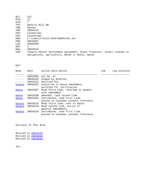 2001-2002 Bill 222: Tobacco Master Settlement Agreement ... Doc Template | pdfFiller