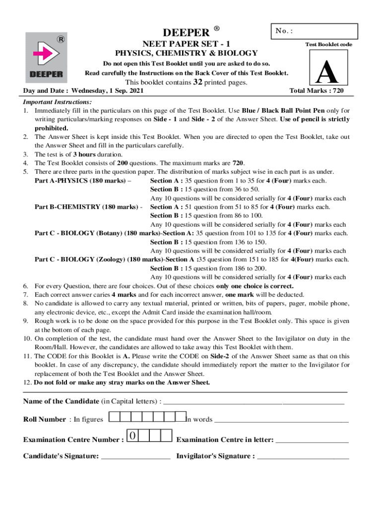 Fillable Online Which year's NEET papers were toughest and easiest ...
