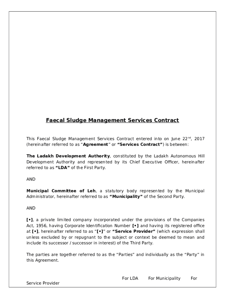 Faecal Sludge Management Services Contract Doc Template | pdfFiller