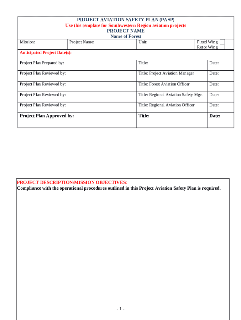 southwest region-project aviation safety plan - gacc nifc Doc Template ...