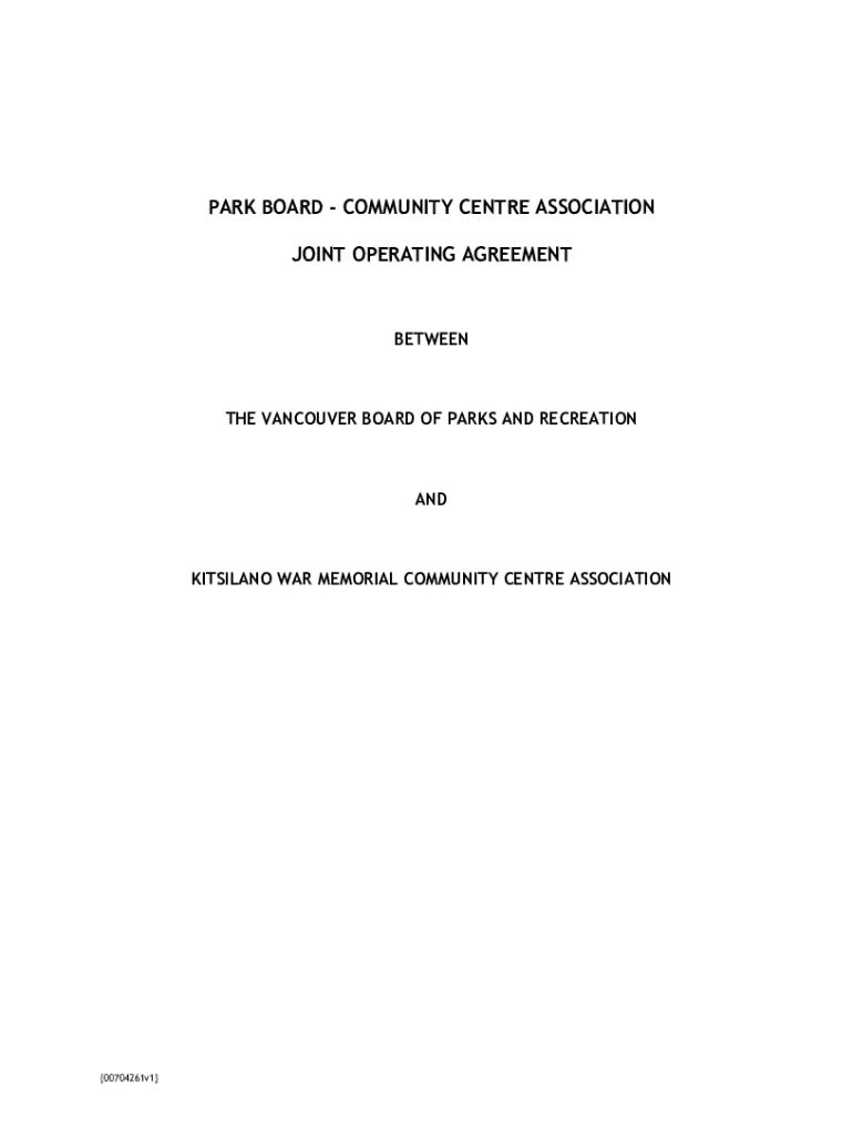 Fillable Online Joint Operating Agreement between Vancouver Park ... Fax Email Print - pdfFiller