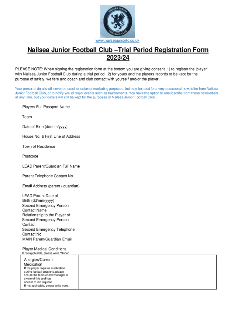 Fillable Online Alpha United Juniors Registration Form Fax Email Print ...