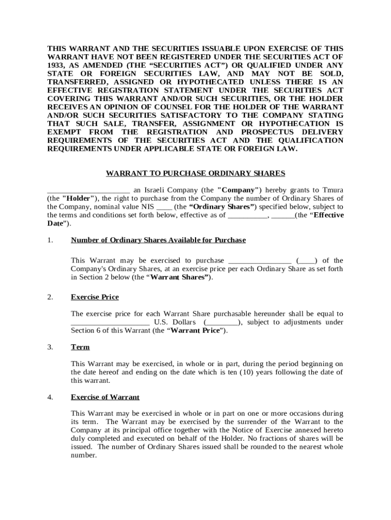 this warrant (and the securities issuable upon exercise of ... Doc ...