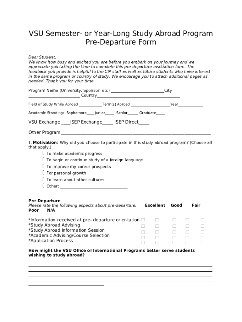 Study Abroad Pre-Departure Orientation (short-term programs) Doc ...