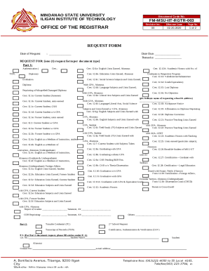 FM-MSU-IIT-RGTR-003 Request (Docx) Doc Template | pdfFiller