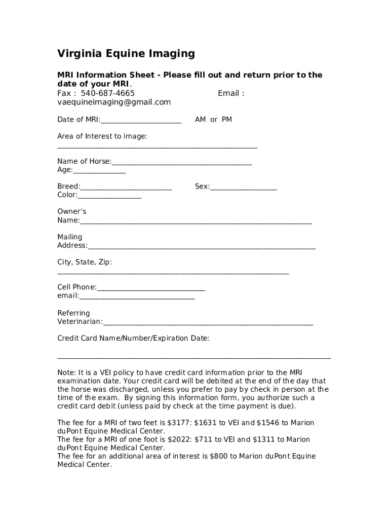 MRI Ination Sheet Doc Template | pdfFiller