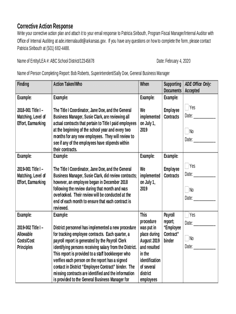 Internal Audit Corrective Action Response Doc Template | pdfFiller