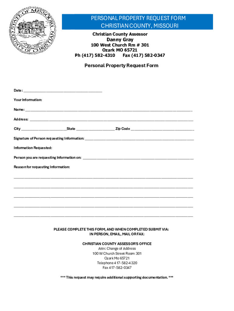 Fillable Online PERSONAL PROPERTY REQUEST FORM ... Fax Email Print - pdfFiller