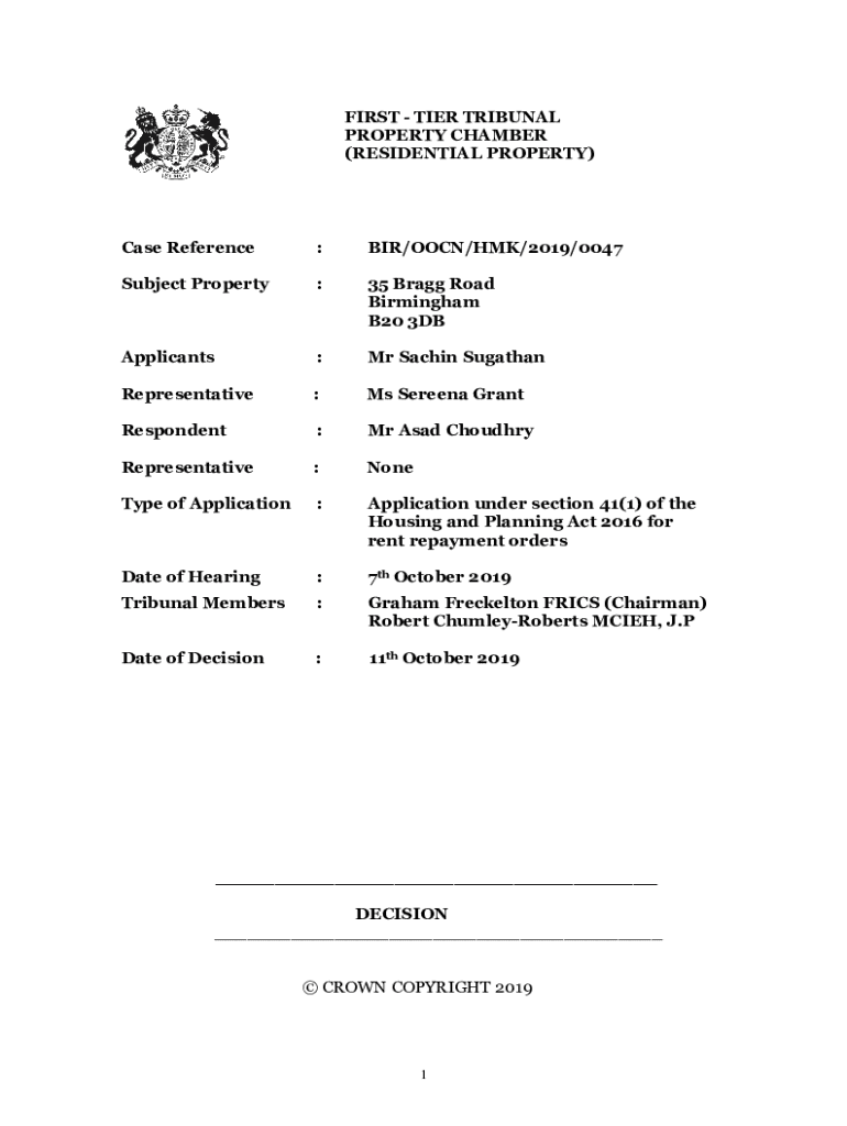 Fillable Online Rule 13 Costs in the First-tier Tribunal (Property ...