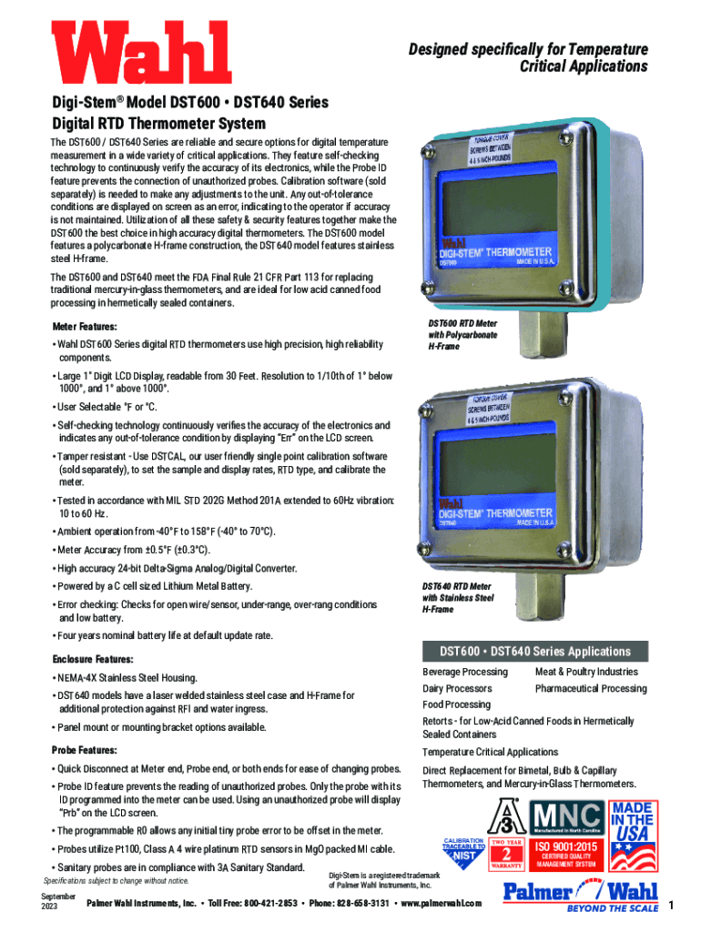 Fillable Online Digi-Stem Digital Temperature Indicating Devices Fax ...