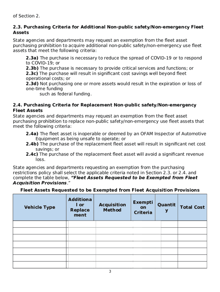 OFAM 161 B Fleet Acquisition Certification Doc Template | pdfFiller