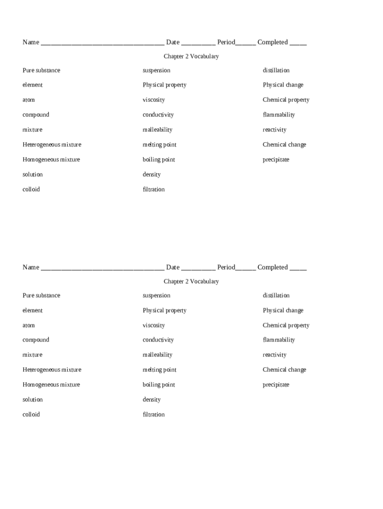Chapter 2 Vocabulary Flashcards Doc Template | pdfFiller