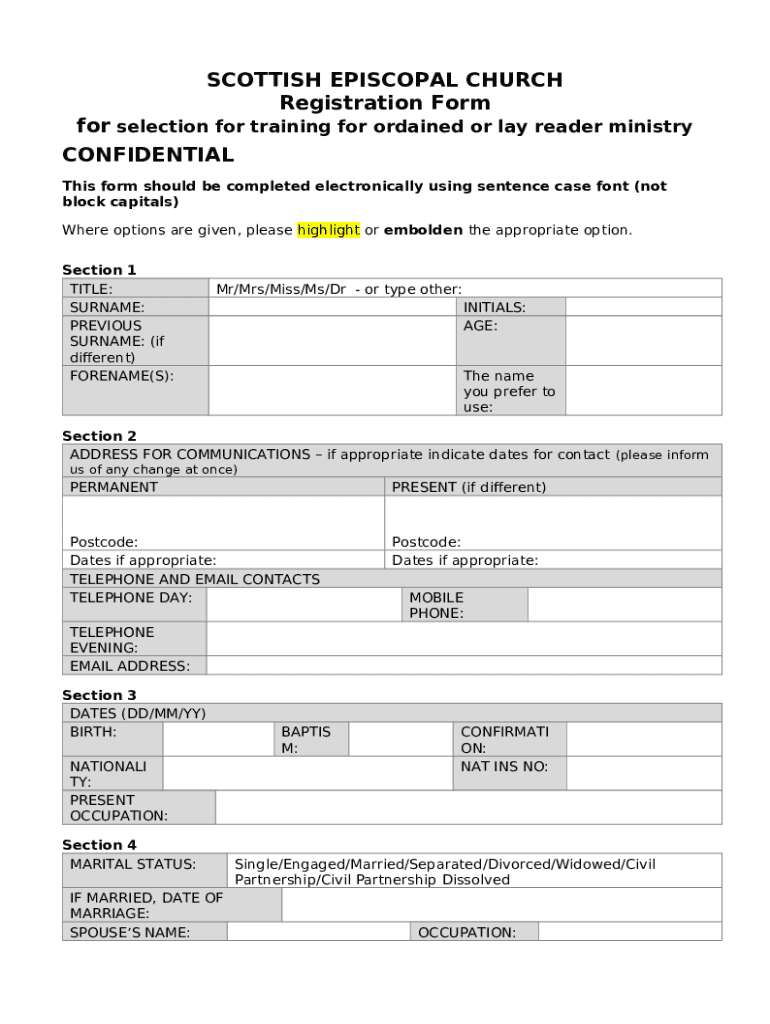 SCOTTISH EPISCOPAL CHURCH Registration for ... Doc Template | pdfFiller