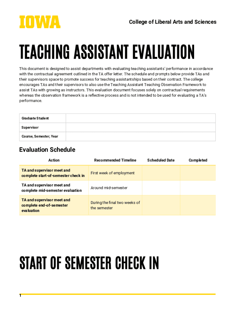 TA and RA Evaluations and Observations Doc Template | pdfFiller