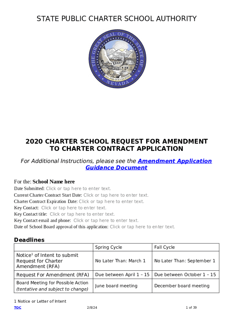 Guidelines for Charter Amendments to Districts Served, ... Doc Template | pdfFiller