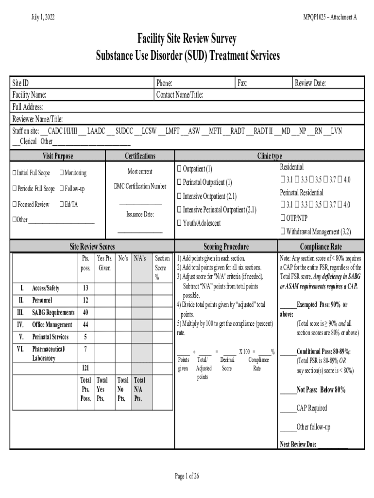 Fillable Online Medical Record Review Survey Substance Use Disorder ...