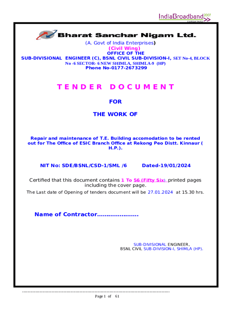 BSNL Officers Directory-Civil Wing Doc Template | pdfFiller
