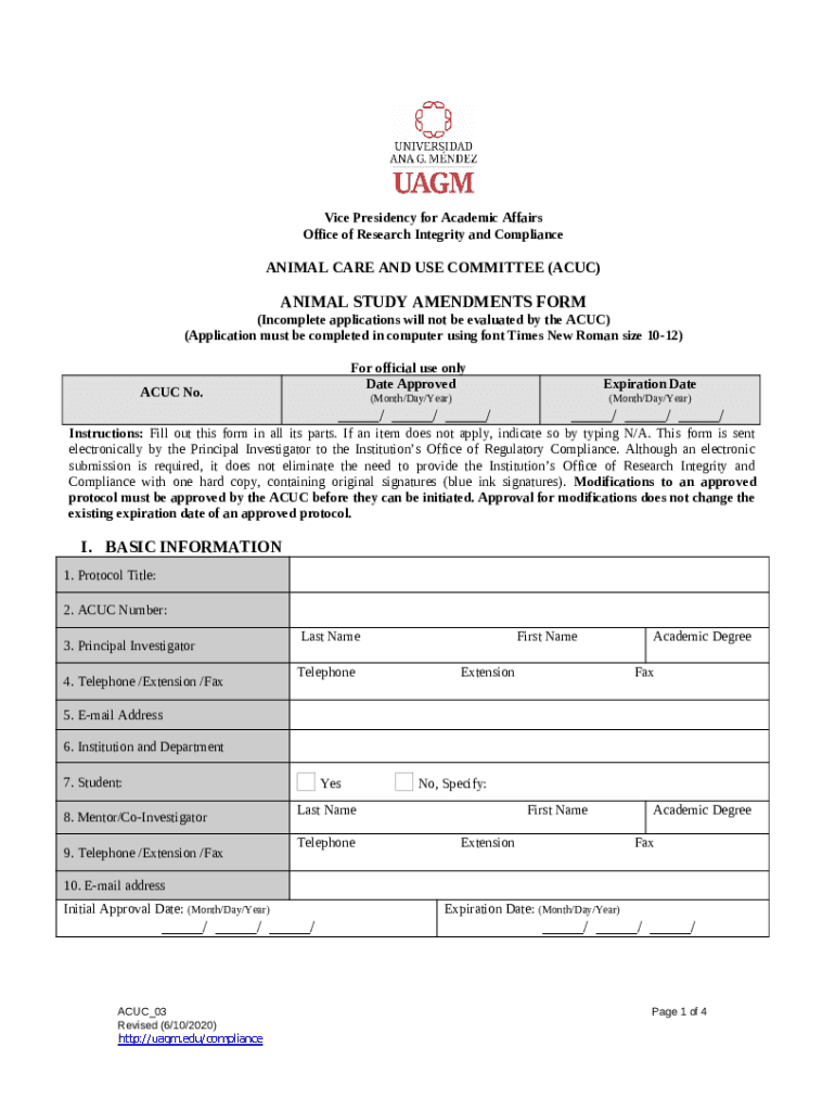 Minor Amendment Request Doc Template | pdfFiller