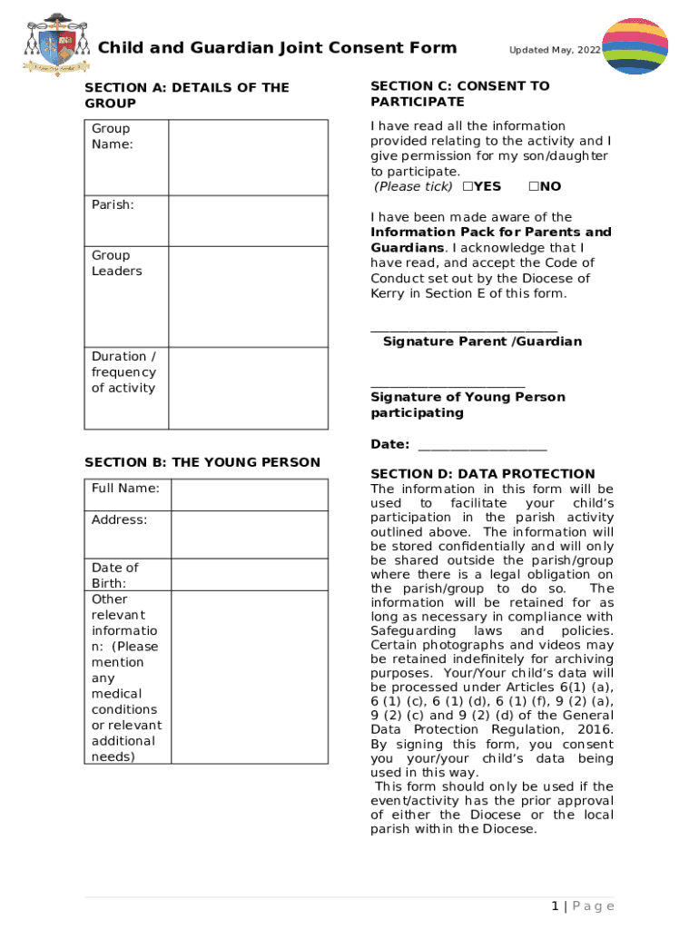 Child and Guardian Joint Consent Doc Template | pdfFiller