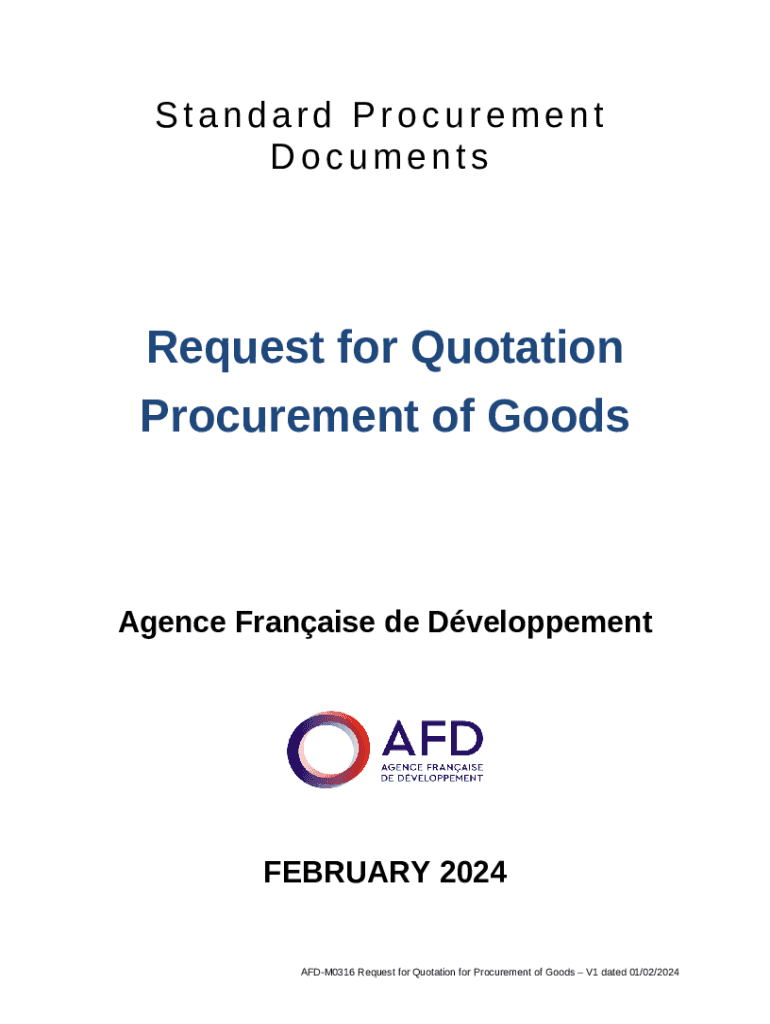 This Standard Request for Quotation (SRfQ) for Procurement of Goods has been prepared by Agence ...