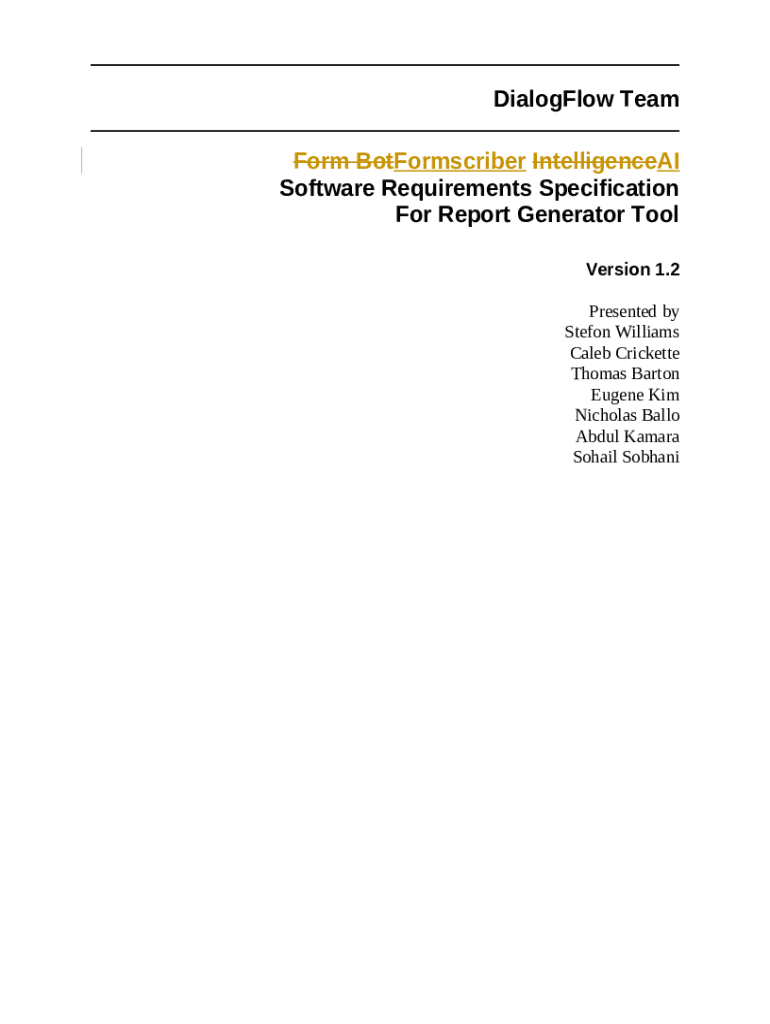 Software Requirements Specification. Doc Template | pdfFiller