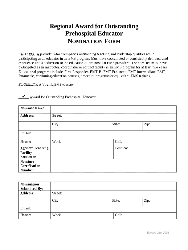 EMS Awards Program - Emergency Medical Services Authority Doc Template ...