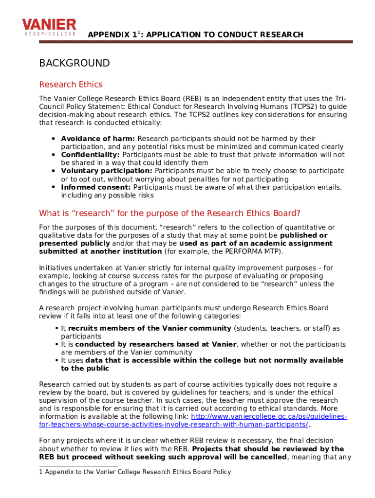 Research Ethics Board Guidelines for Completion of an ... Doc Template | pdfFiller