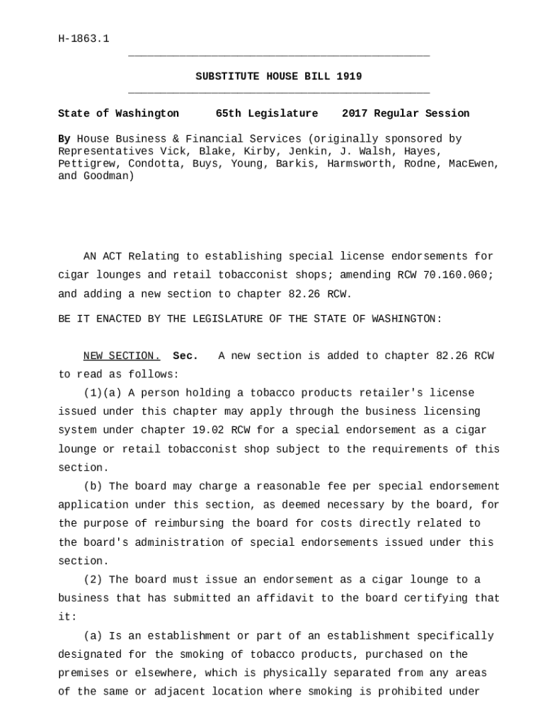 Bill History - HB 1919 - Washington State Legislature Doc Template ...