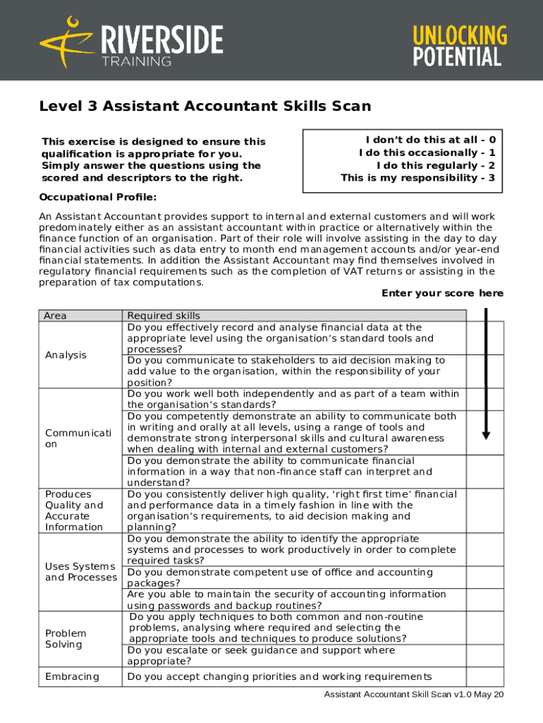 Level 3 Assistant Accountant Apprenticeship - APT Training Doc Template | pdfFiller