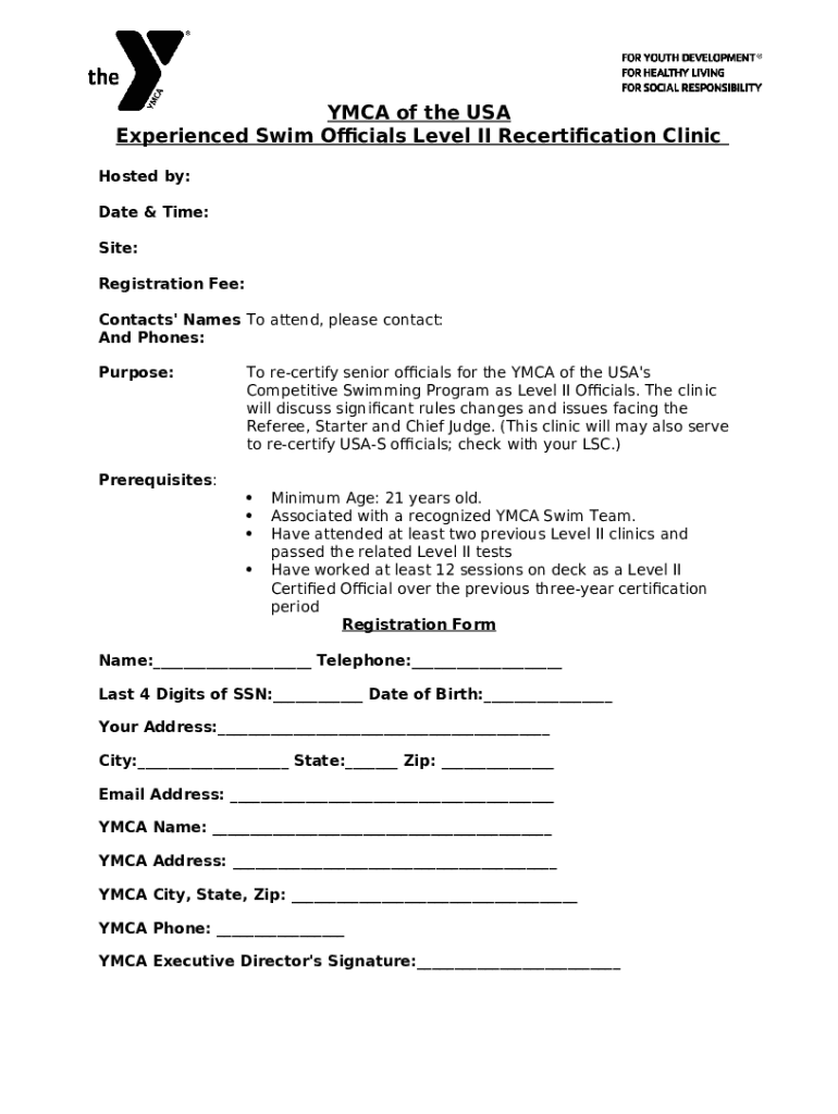 USA SWIMMING OFFICIALS' COMMITTEE AND YMCA ... Doc Template | pdfFiller