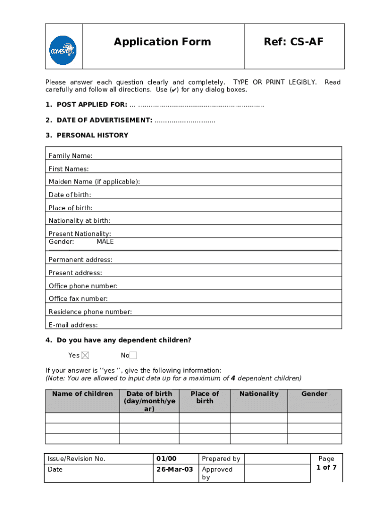 Application Ref: CS-AF Doc Template | pdfFiller