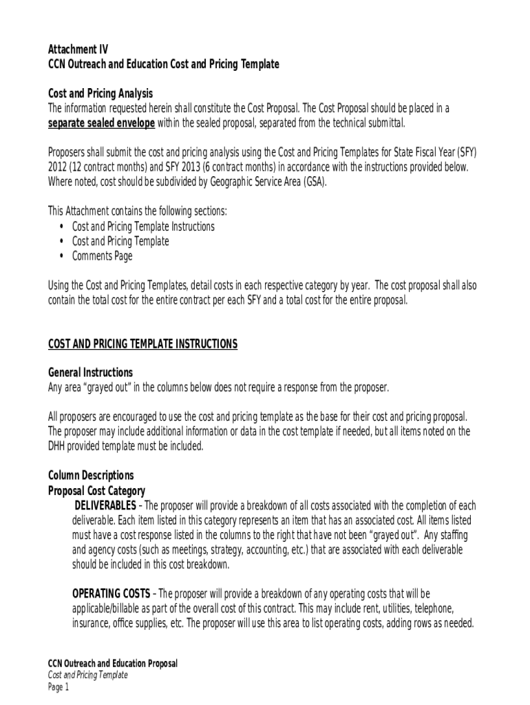 COST I PRICE DISCLOSURE CERTIFICATION RFP Number Doc Template | pdfFiller