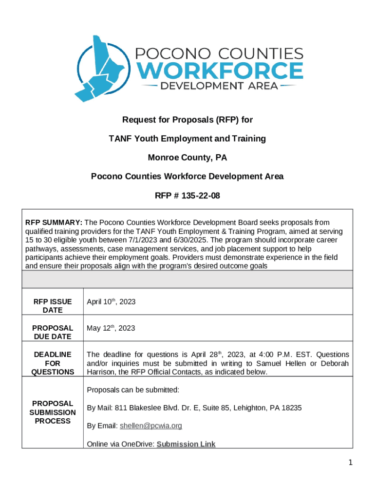 Request for Proposals (RFP) for TANF Youth Employment ... Doc Template ...