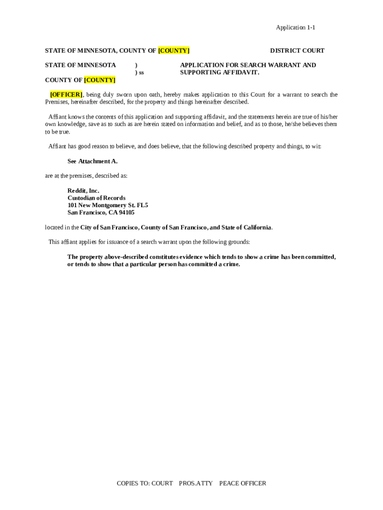 April 21 Search Warrant - Affidavit Doc Template | pdfFiller