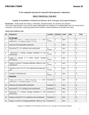 Annex B - Pricing .doc Doc Template | pdfFiller