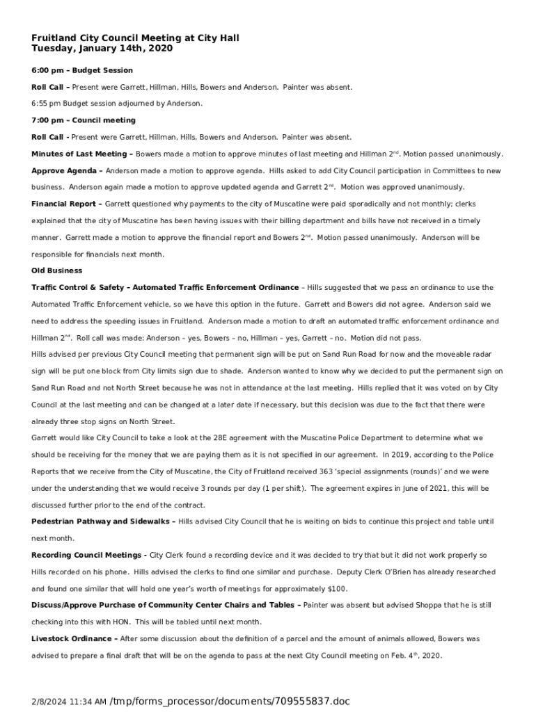 6:00 pm - Budget Session Doc Template | pdfFiller