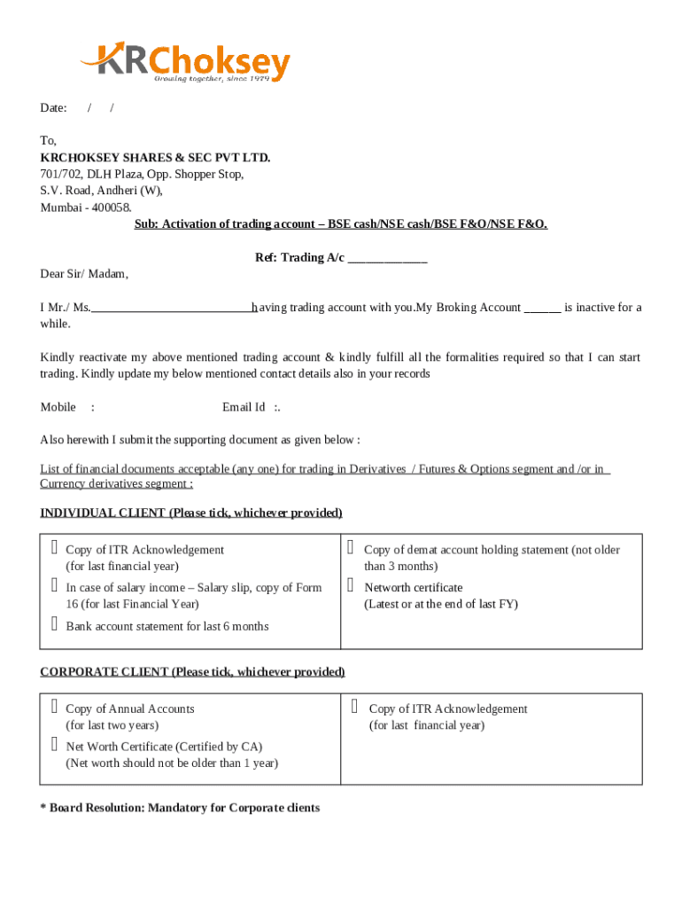 Trading Code Reactivation Letter for Dormant Clients Doc Template ...