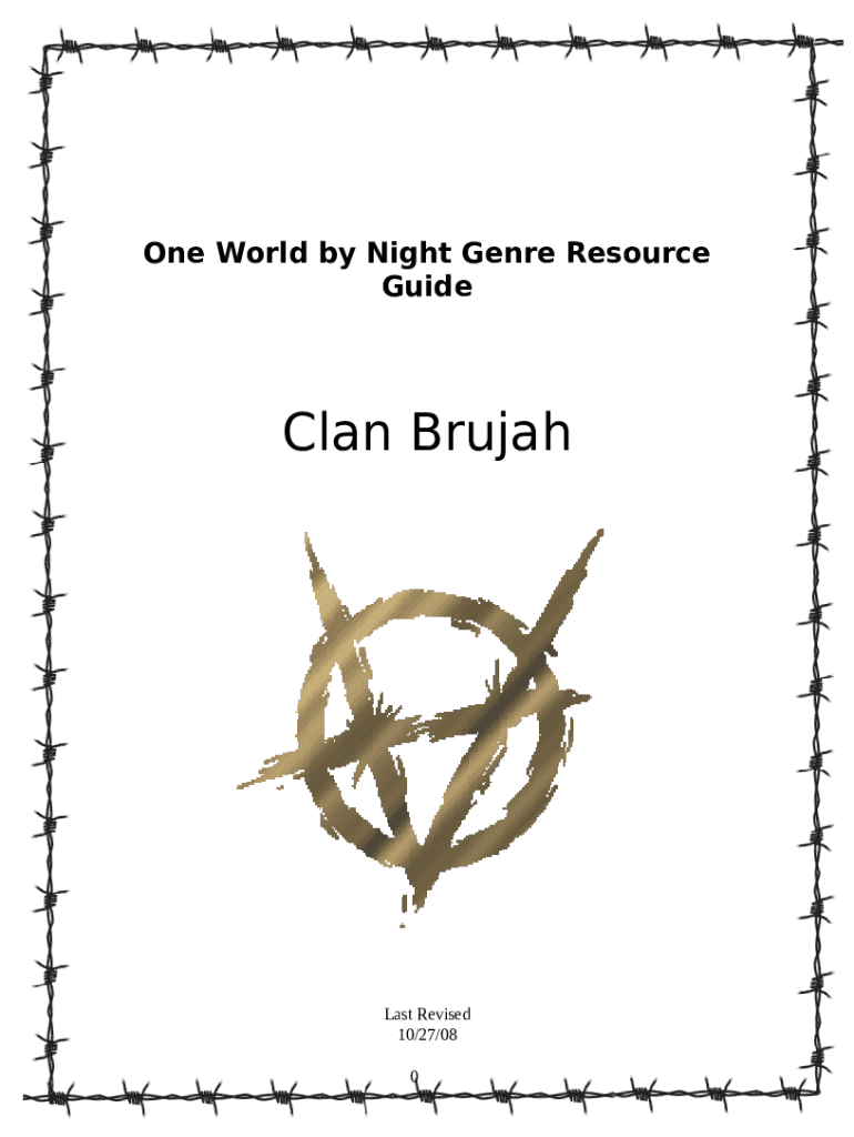 One World by Night Genre Packet Doc Template | pdfFiller