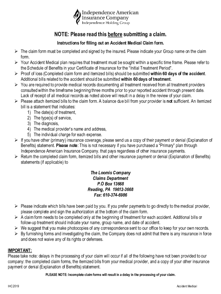 Fillable Online The claim form must be completed and signed by the ...