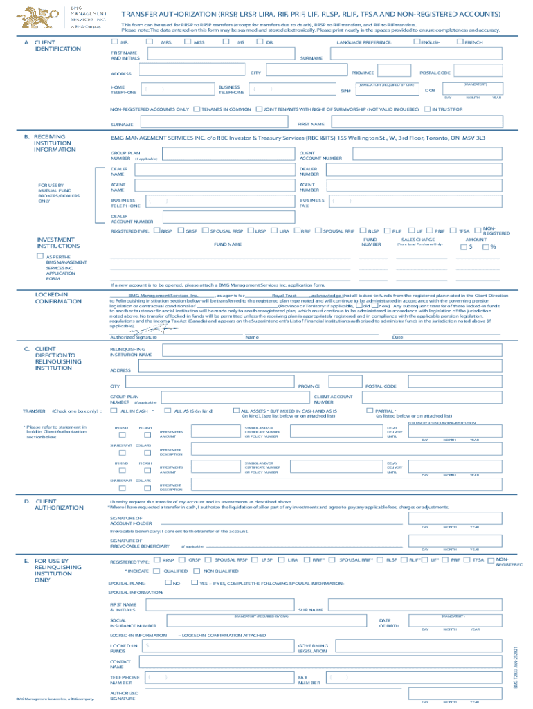 Fillable Online Investment Transfer Authorization for a Guaranteed ...