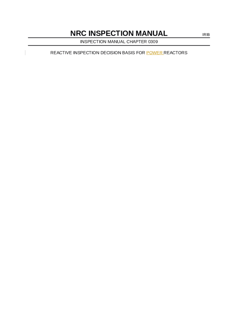 IMC 0309 Reactive Inspection Decision Basis for Power ... Doc Template | pdfFiller